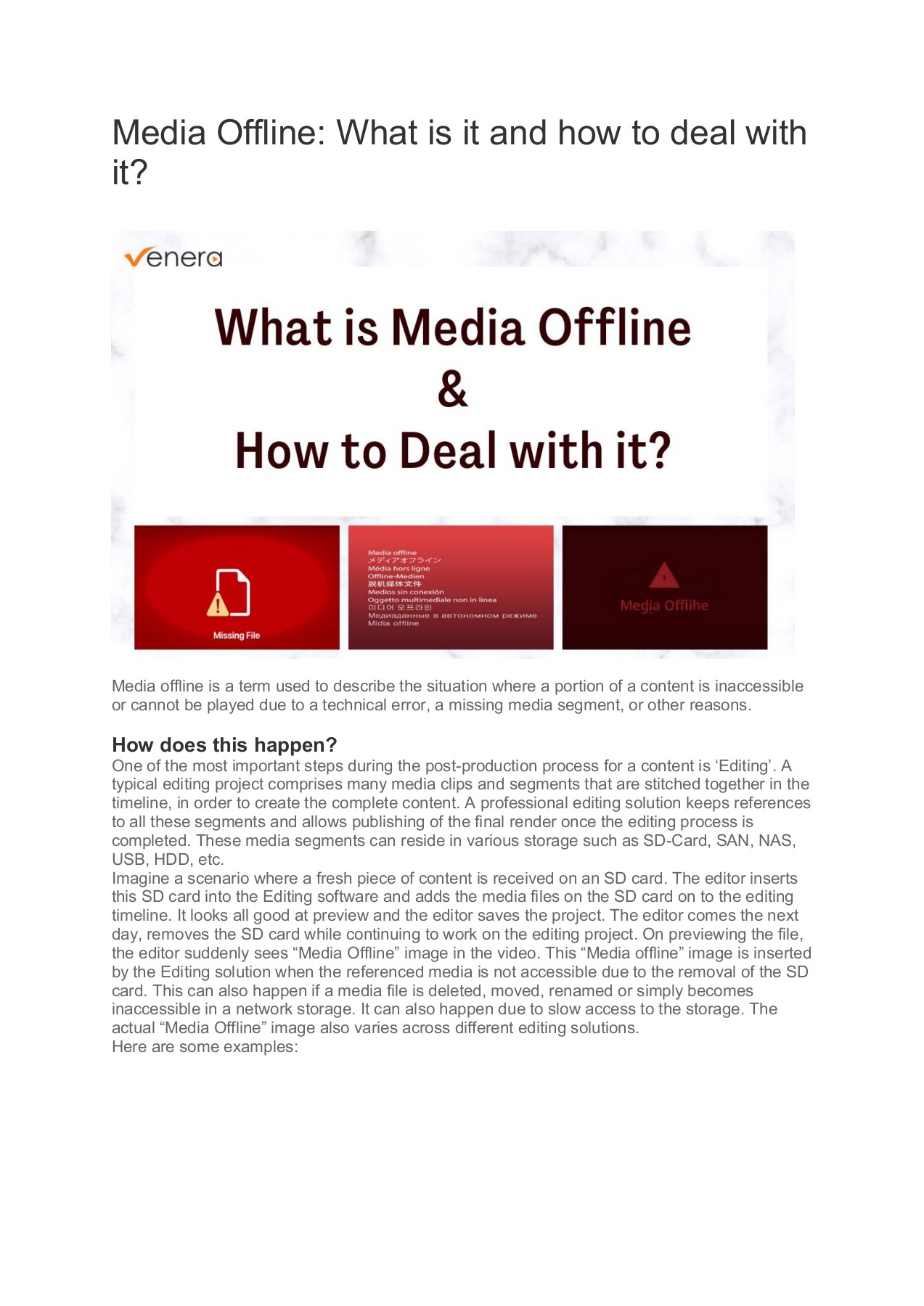 Media Offline What is it and how to deal with it - Venera Technologies ...