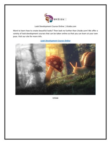 Look Development Course Online Utside.com
