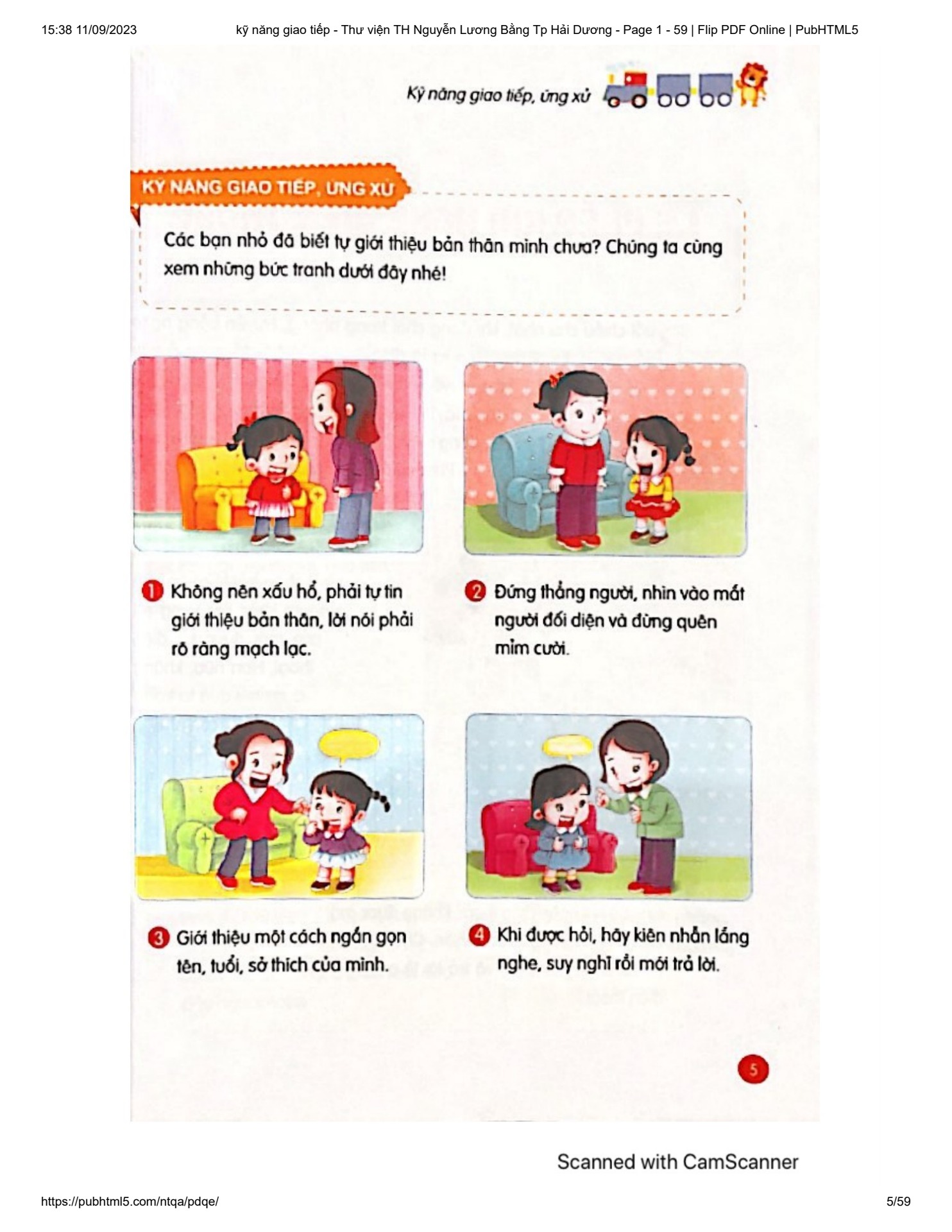 KỸ NĂNG GIAO TIẾP, ỨNG XỬ - THƯ VIỆN TRƯỜNG TIỂU HỌC HƯNG LONG - Trang 5 | PDF lật trang trực ...