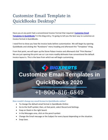 Customize Email Template in QuickBooks Desktop - kathytyler201 - Page 1 ...