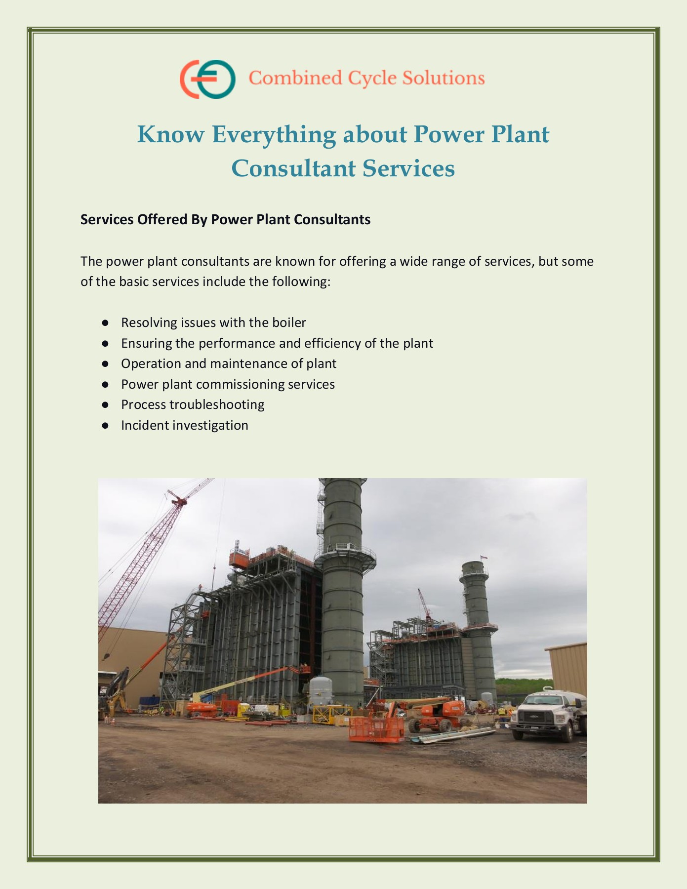 Know Everything about Power Plant Consultant Services - CCGT Solutions ...