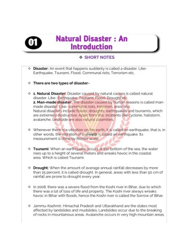 Disater management ch 1 Short Notes Class 10