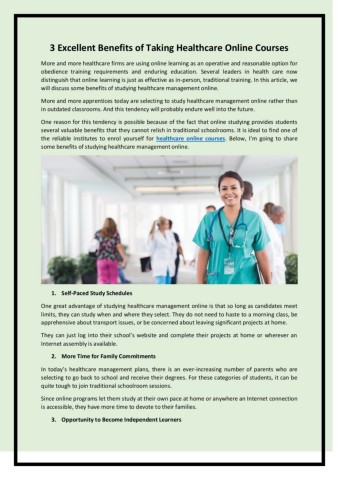 3 Excellent Benefits of Taking Healthcare Online Courses - ICRI India ...