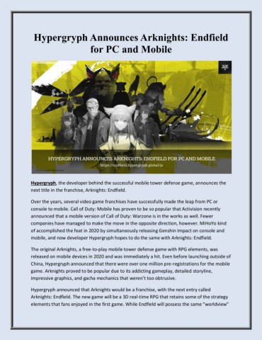 Hypergryph Announces Arknights - Hypergryph Network Technology Co. Ltd ...