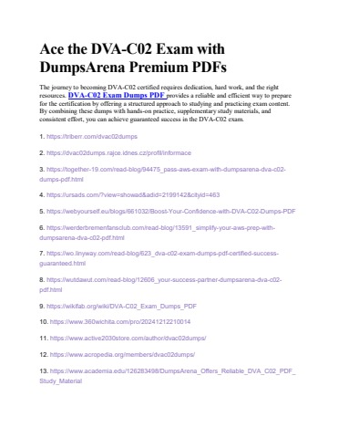 DumpsArena DVA-C02 Exam Dumps PDF: Pass in First Attempt