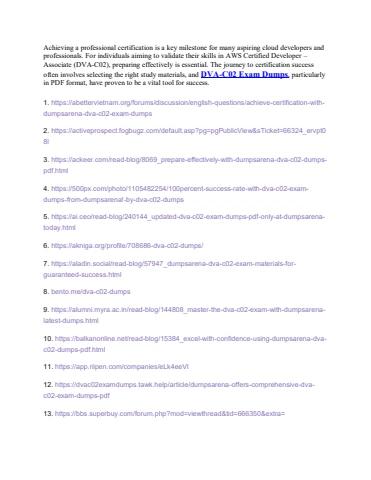 Top DVA-C02 Exam Dumps PDF Resources Only at DumpsArena