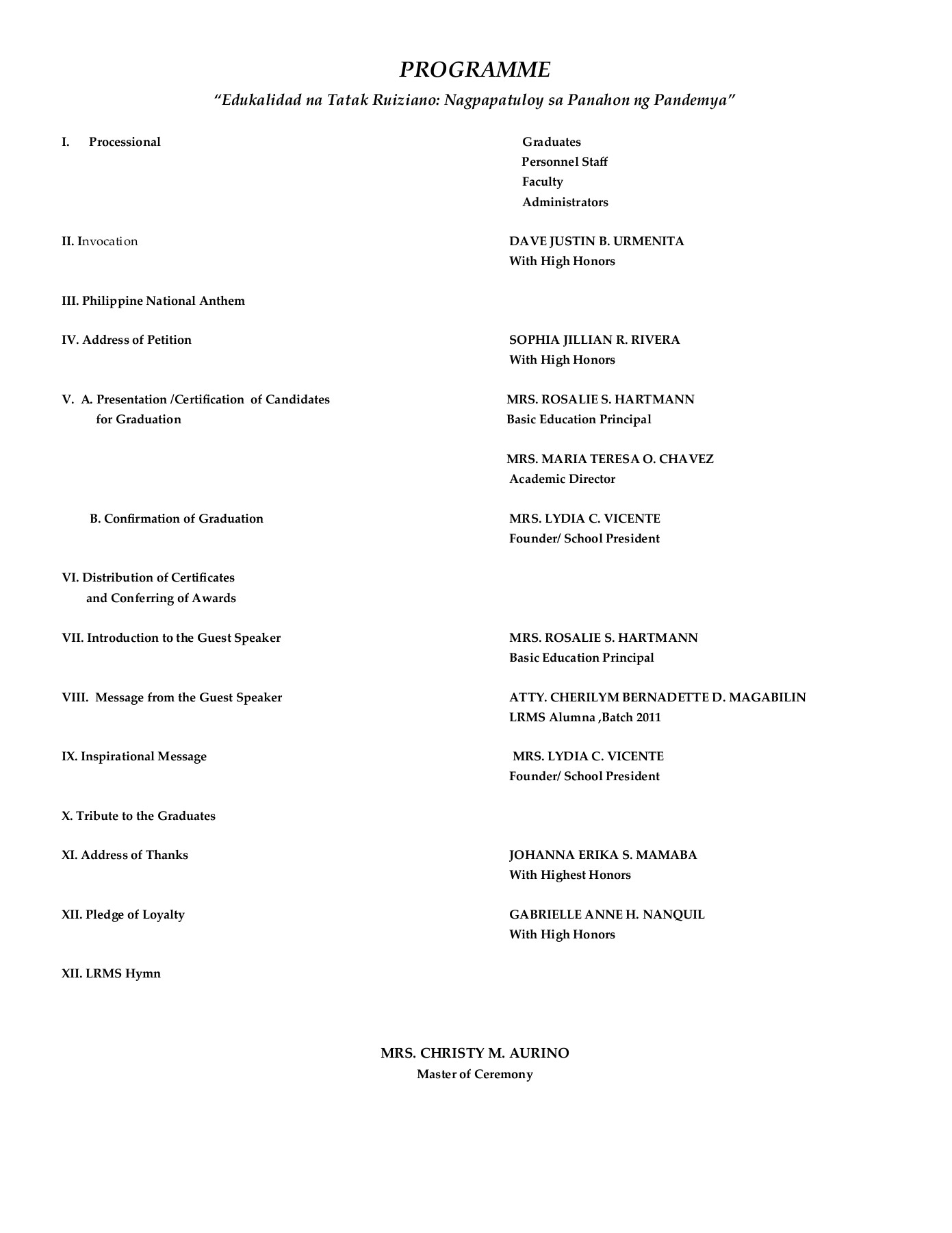 Program Invitation for GS Graduation 2021 - Mae Delumpines - Page 2 ...