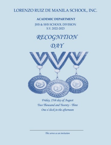 JHS & SHS Program Invitation for Recognition Day SY 2022-2023