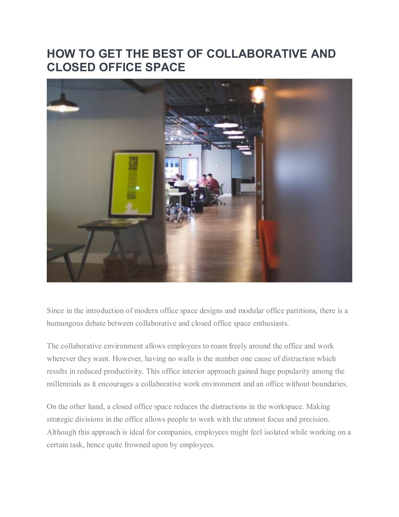 HOW TO GET THE BEST OF COLLABORATIVE AND CLOSED OFFICE SPACE - Office ...