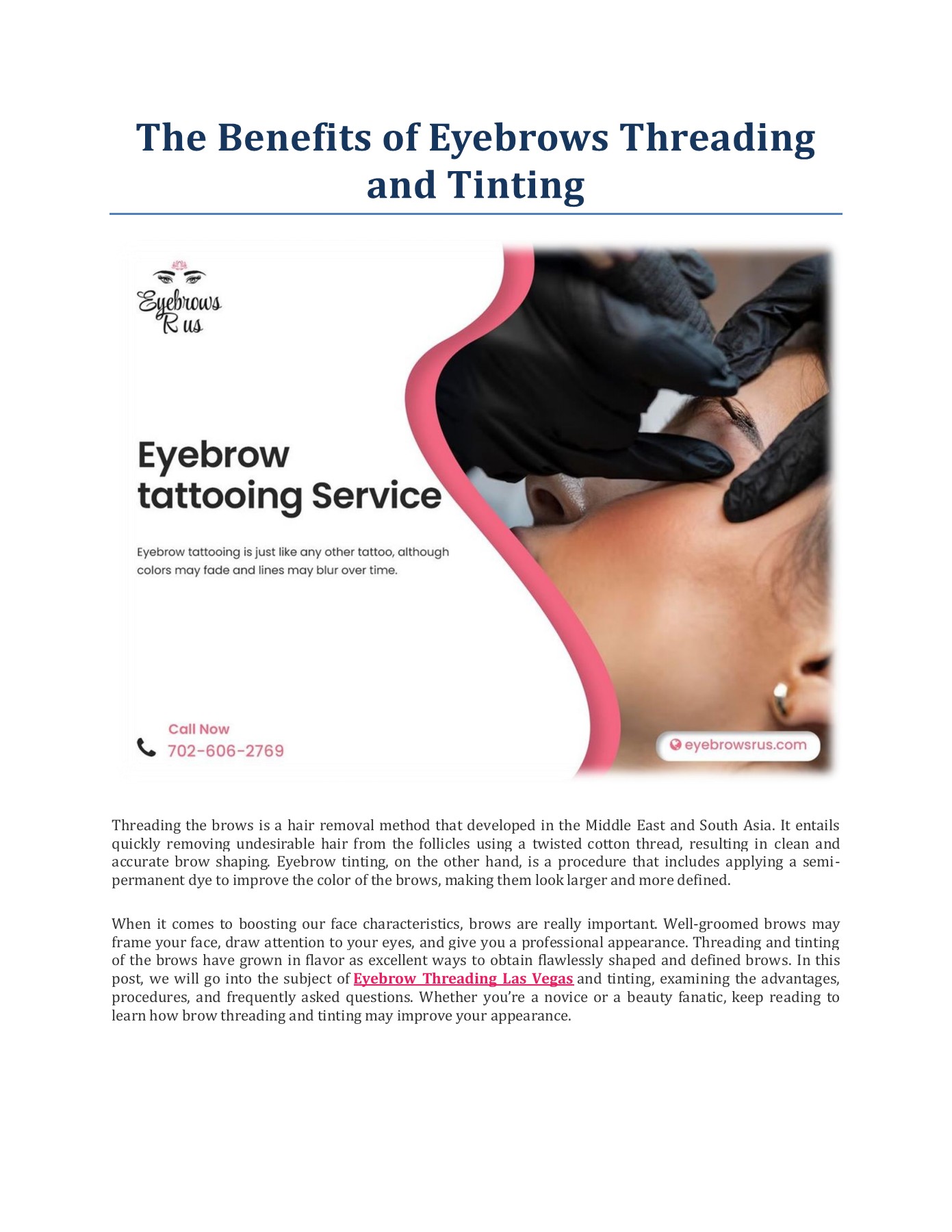 The Benefits of Eyebrows Threading and Tinting - Eyebrows R Us - Page 1 ...
