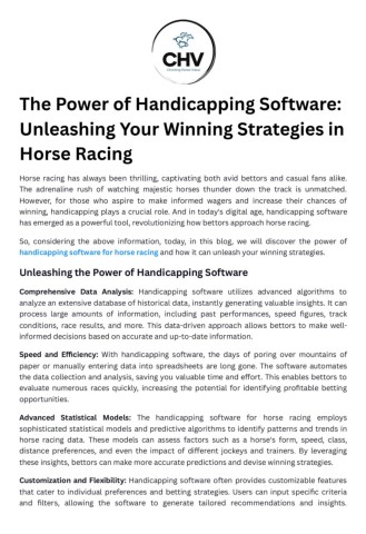 The Power of Handicapping Software Unleashing Your Winning Strategies ...