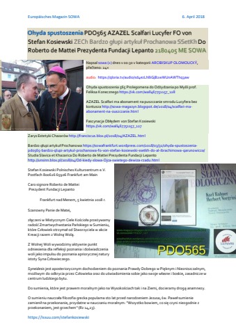 Ohyda spustoszenia PDO565 AZAZEL Scalfari Lucyfer FO von Stefan Kosiewski ZECh Bardzo głupi ...