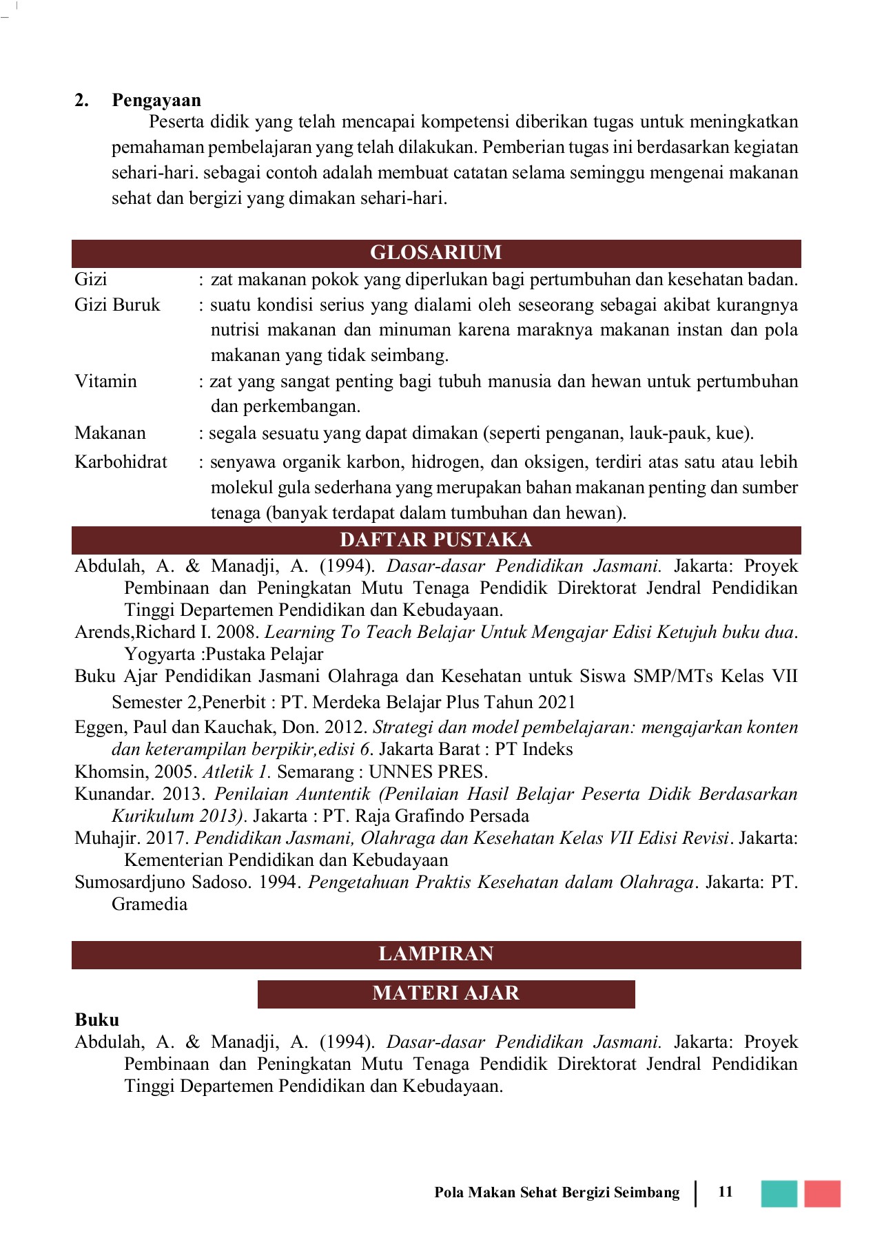 Modul Ajar PJOK - Pola Makan Sehat Bergizi dan Seimbang - Fase D-1 - adindragudos - Page 11 ...