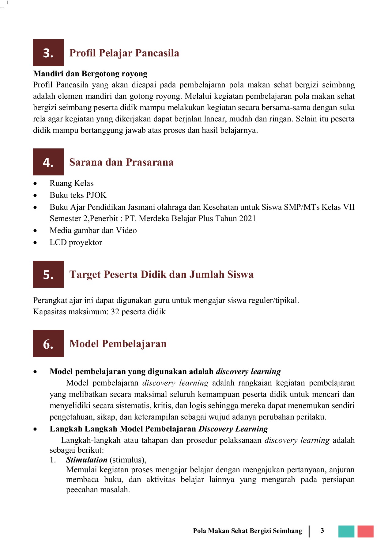 Modul Ajar PJOK - Pola Makan Sehat Bergizi dan Seimbang - Fase D-1 - adindragudos - Page 3 ...