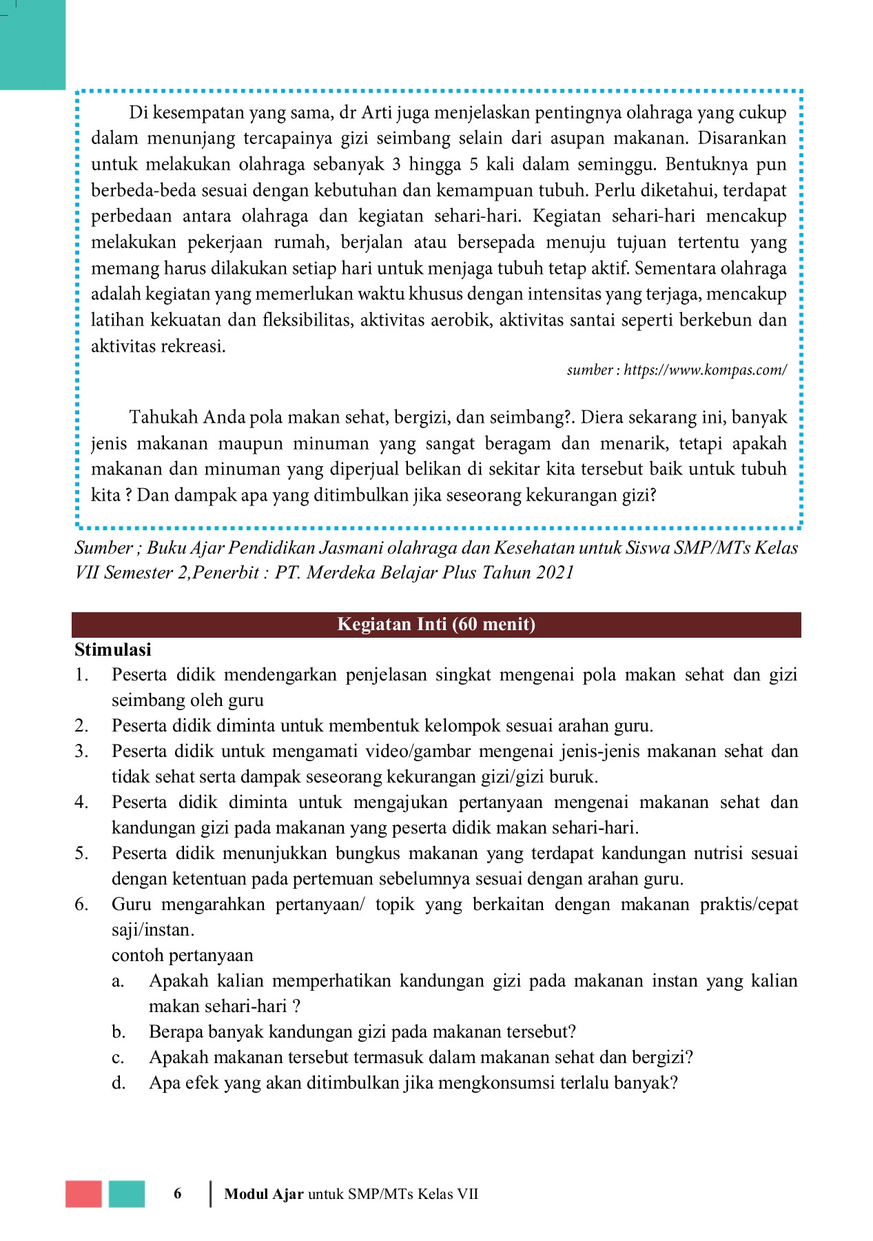 Modul Ajar PJOK - Pola Makan Sehat Bergizi dan Seimbang - Fase D-1 - adindragudos - Page 6 ...