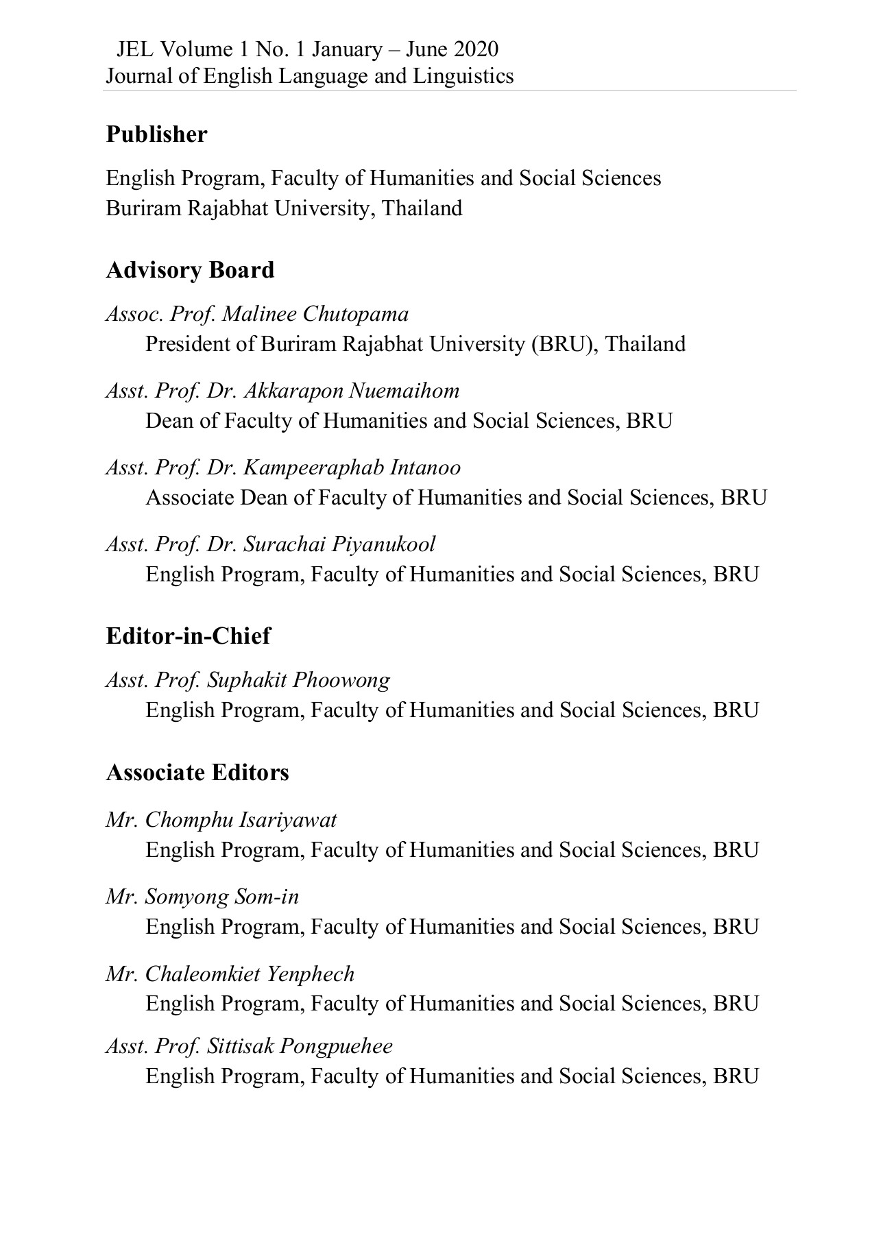 Journal of English Language and Linguistics (JEL