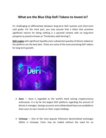 What are the Blue Chip DeFi Tokens to Invest in