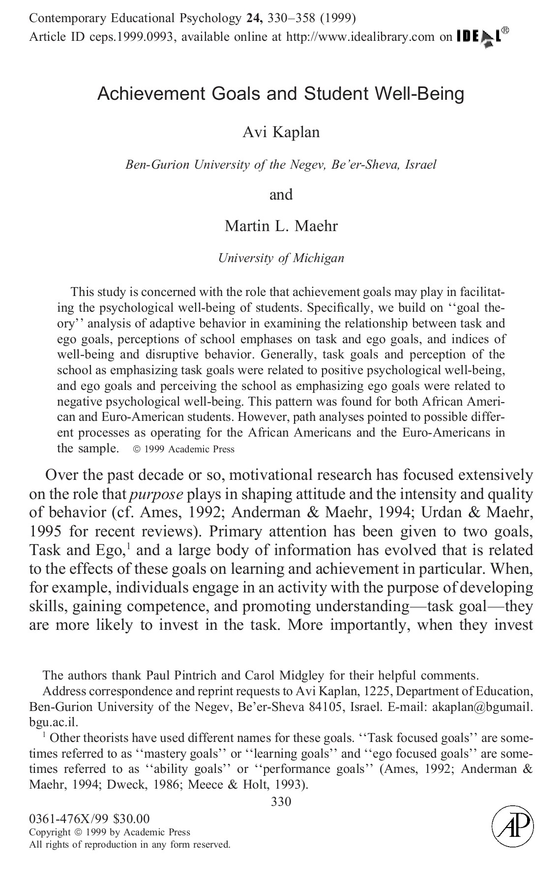 Achivement Goals Student Well being - Alifiya Haura Pramonoputri - Page ...