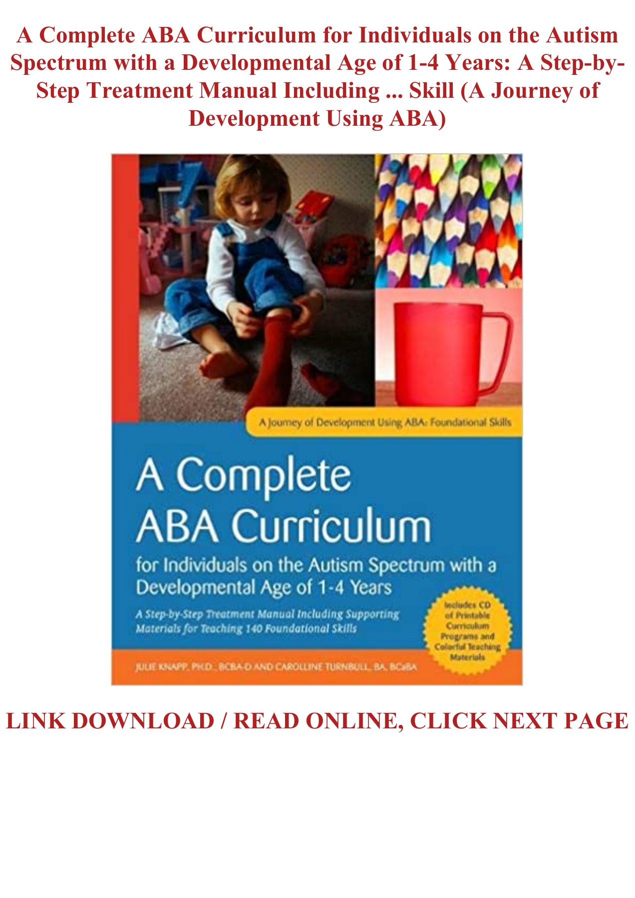A Complete ABA Curriculum for Individuals on the Autism Spectrum with a ...