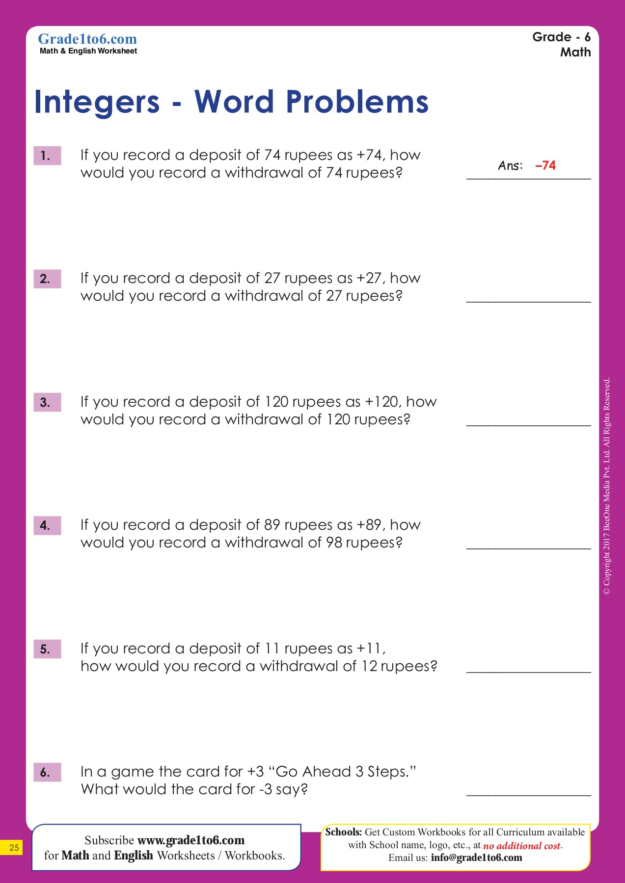 Integers Grade 6, MYP 1 Workbook - balajivnote5 - Page 28 | Flip PDF ...