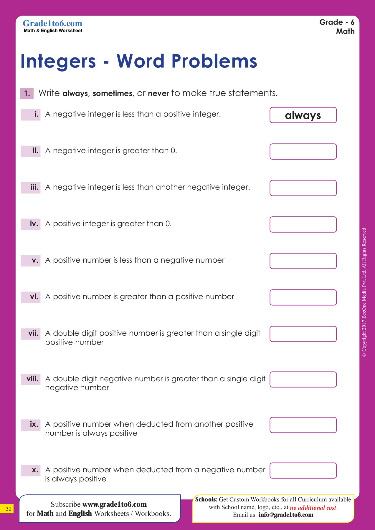 Integers Grade 6, MYP 1 Workbook - balajivnote5 - Page 35 | Flip PDF ...