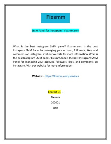 SMM Panel for Instagram Fixsmmcom - Fix Mm - Page 1 - 1 | Flip PDF Online | PubHTML5