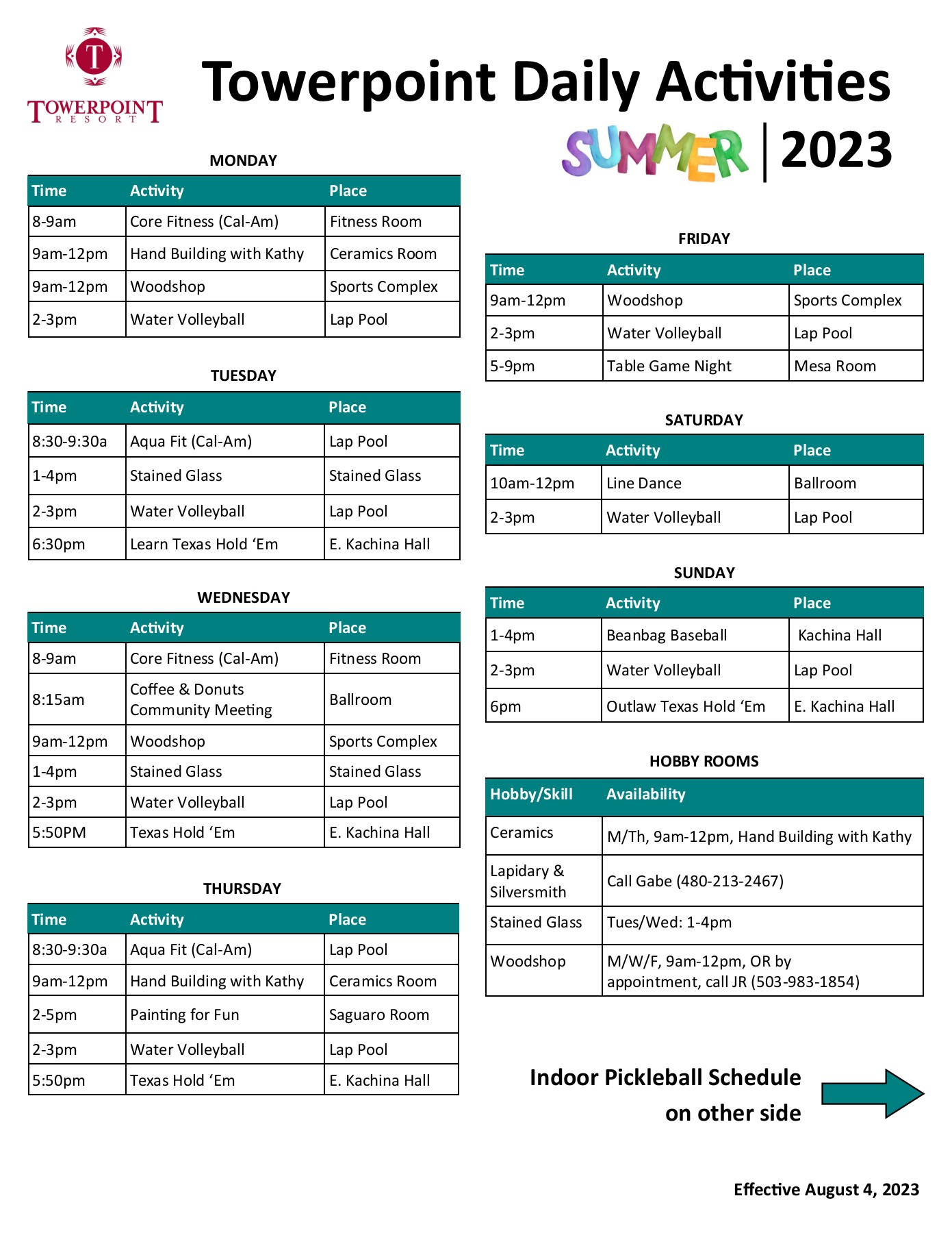 Towerpoint Summer 2023 Activities List_w Pickleball - felixp - Page 1 ...