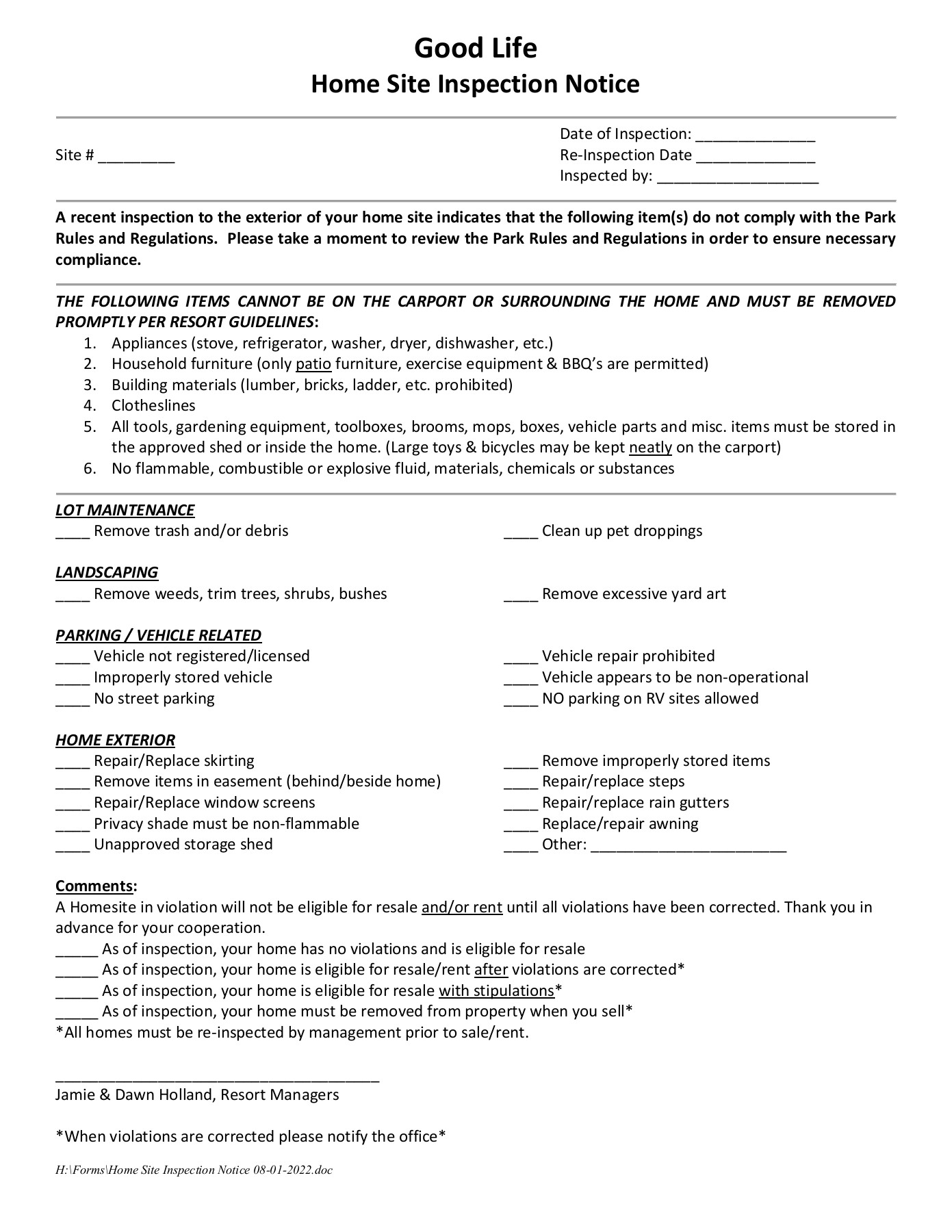 Home Site Inspection Notice 08-01-2022 - felixp - Page 1 - 1 | Flip PDF ...