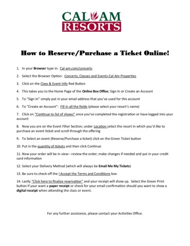 Reserving a Ticket Online