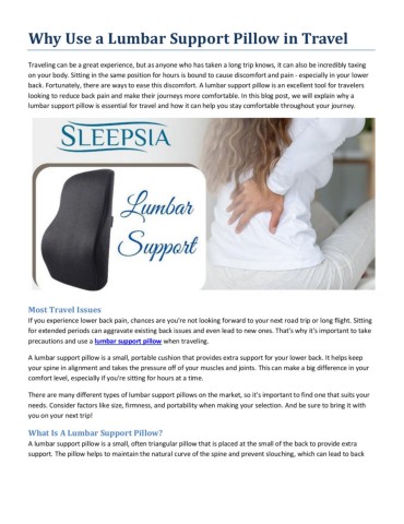 Why Use a Lumbar Support Pillow in Travel