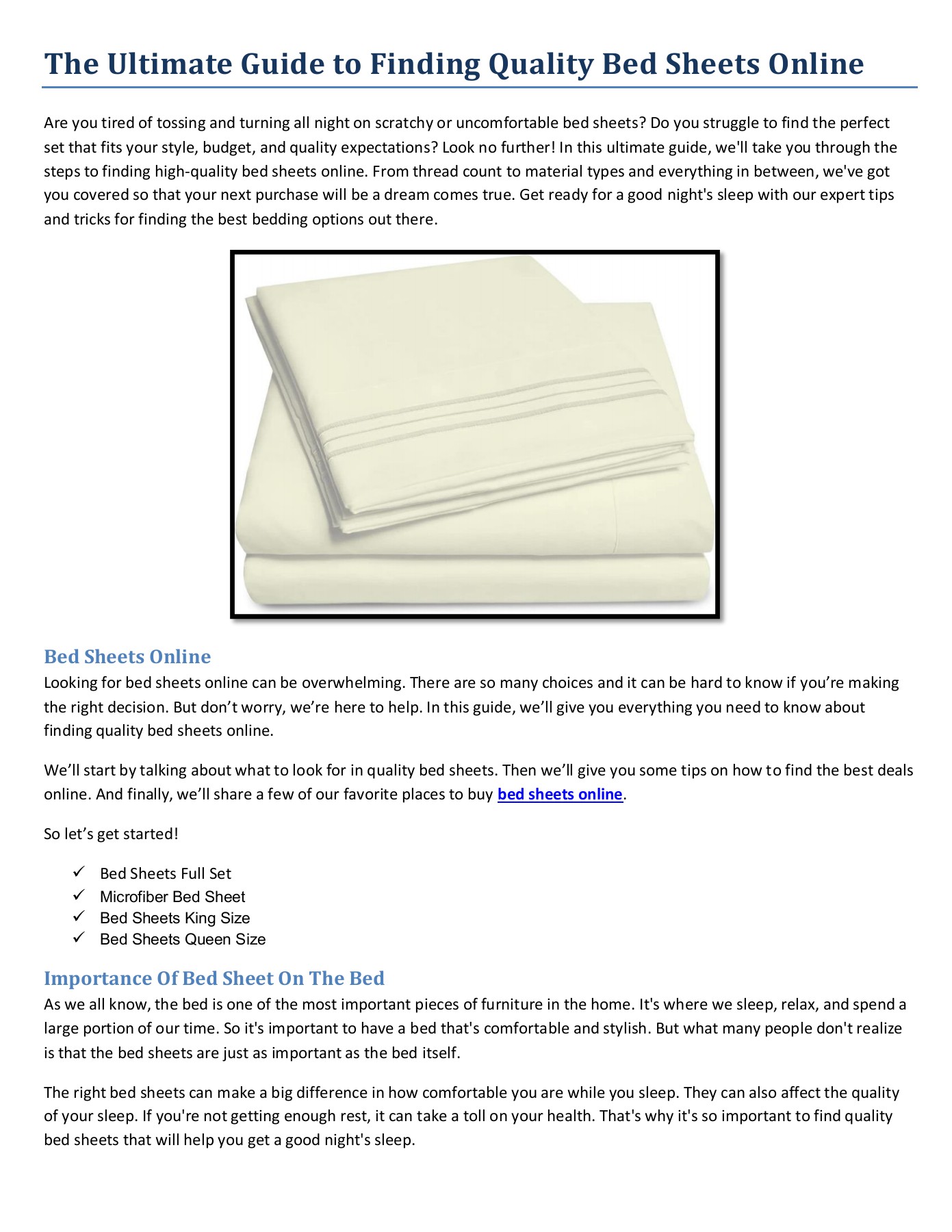 The Ultimate Guide to Finding Quality Bed Sheets Online - Ross Flynn - Page 1 - 2 | Flip PDF ...