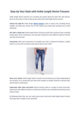Step Up Your Style with Ankle Length Denim Trousers