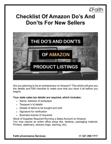 Checklist Of Amazon Do’s And Don’ts For New Sellers