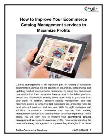 How to Improve Your Ecommerce Catalog Management services to Maximize ...