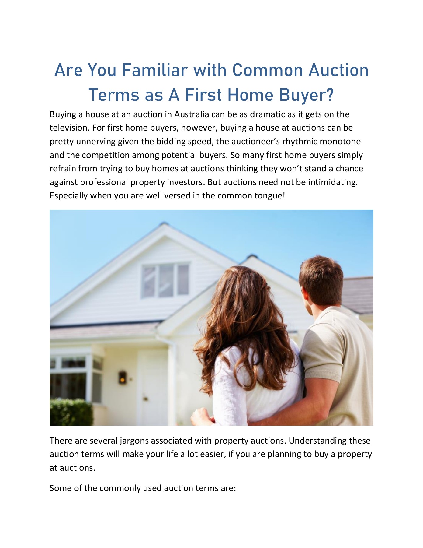 Are You Familiar with Common Auction Terms as A First Home Buyer ...