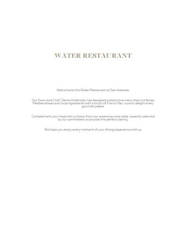 WATER RESTAURANT Dinner Menu RU