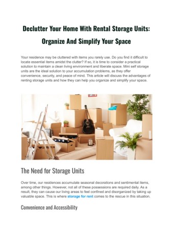 Declutter Your Home With Rental Storage Units_ Organize And Simplify ...