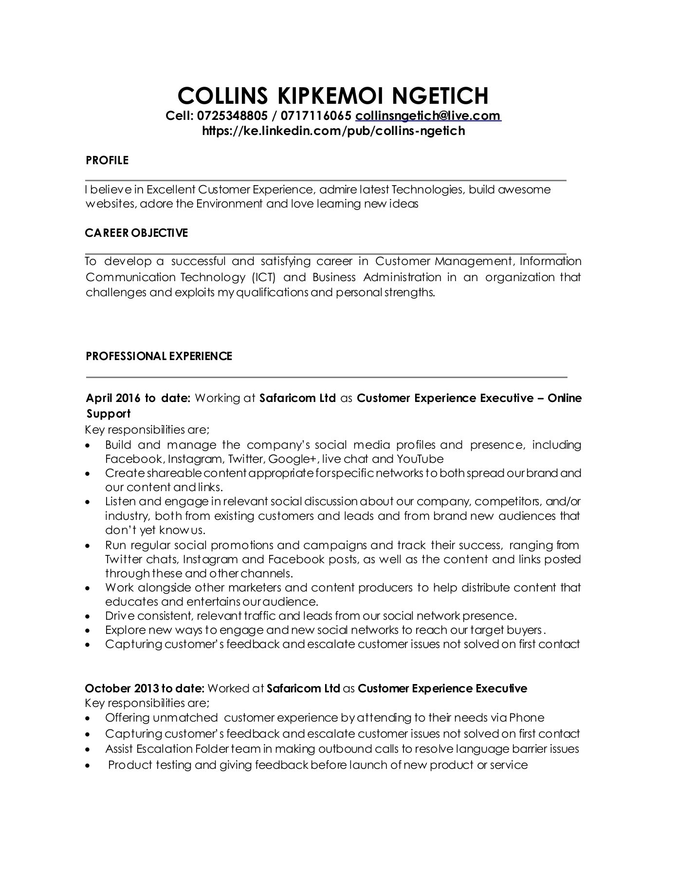 COLLINS RESUME - collinsngetich - Page 1 - 4 | Flip PDF Online | PubHTML5