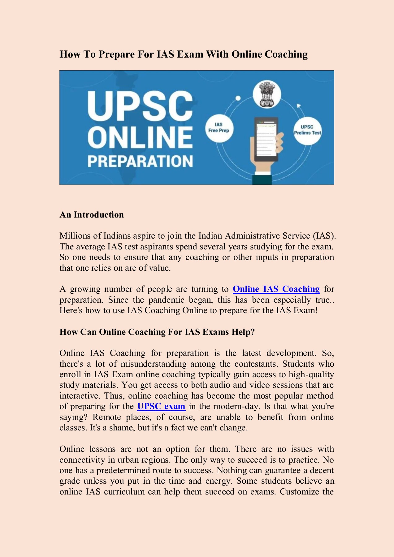 How To Prepare For IAS Exam With Online Coaching - Elite IAS Academy ...