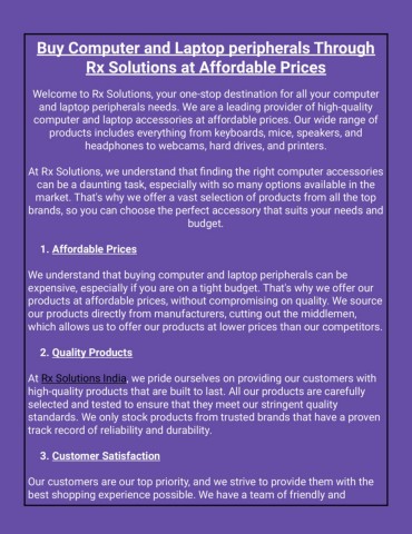 Buy Computer and Laptop peripherals Through Rx Solutions at Affordable ...