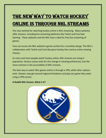 The New Way to Watch Hockey Online Is Through NHL Streams (1)