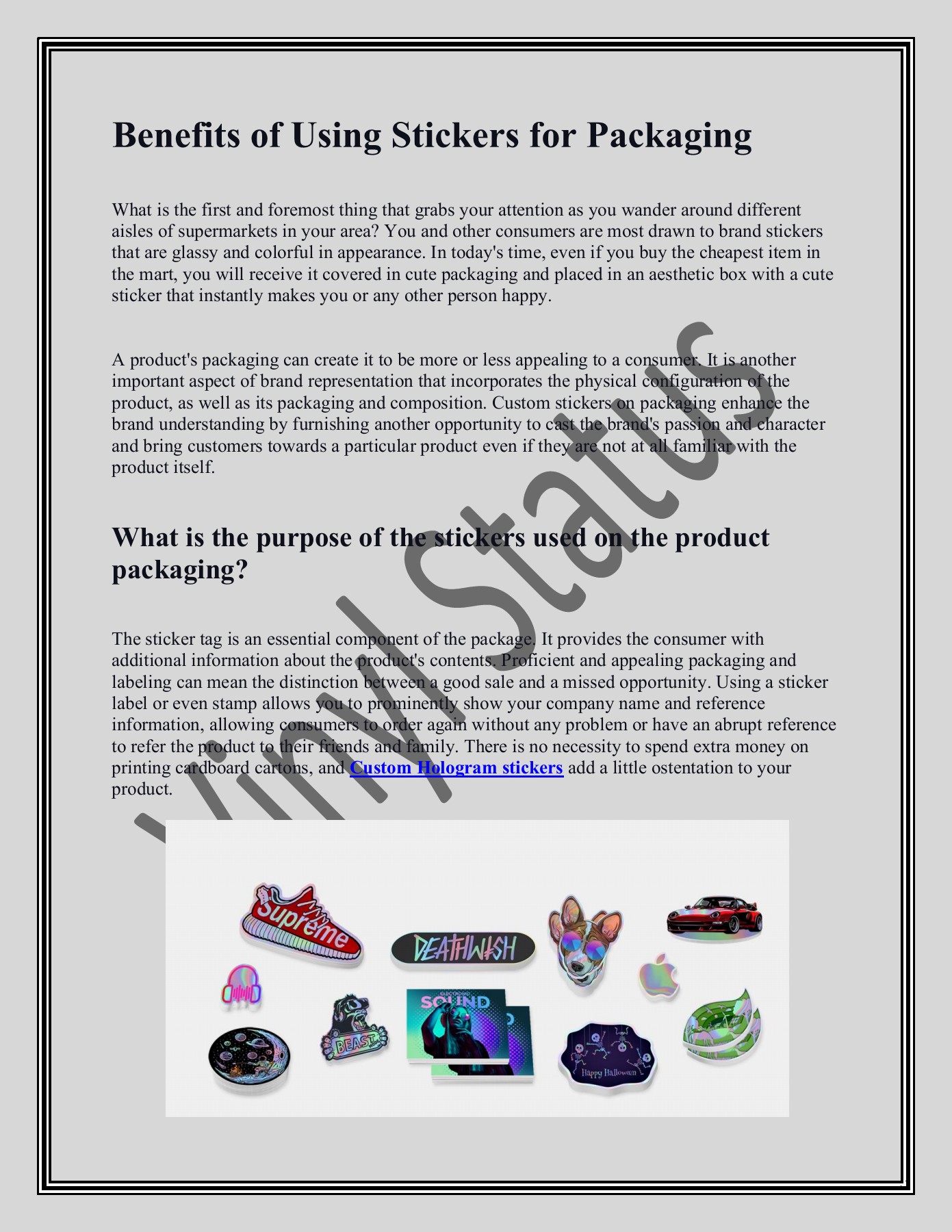 Benefits of Using Stickers for Packaging - vinylstatus.com - Page 1 - 4 ...