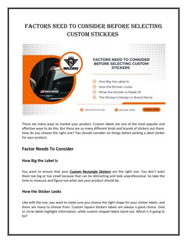 Factors Need To Consider Before Selecting Custom Stickers