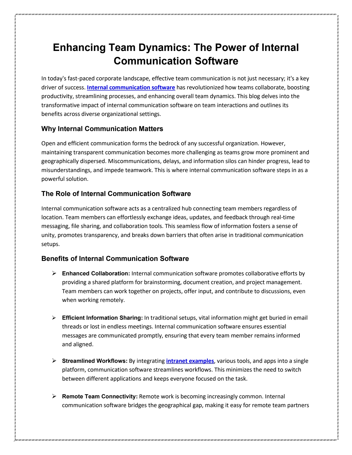 Enhancing Team Dynamics The Power of Internal Communication Software ...