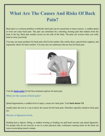 What Are The Causes And Risks Of Back Pain?