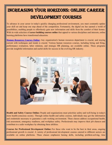 Increasing Your Horizons Online Career Development Courses
