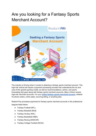 Are you looking for a Fantasy Sports Merchant Account_