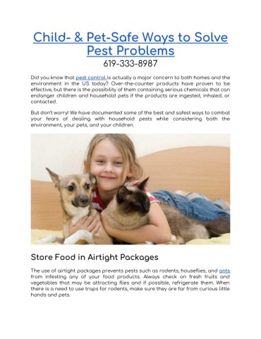 Child- & Pet-Safe Ways to Solve Pest Problems