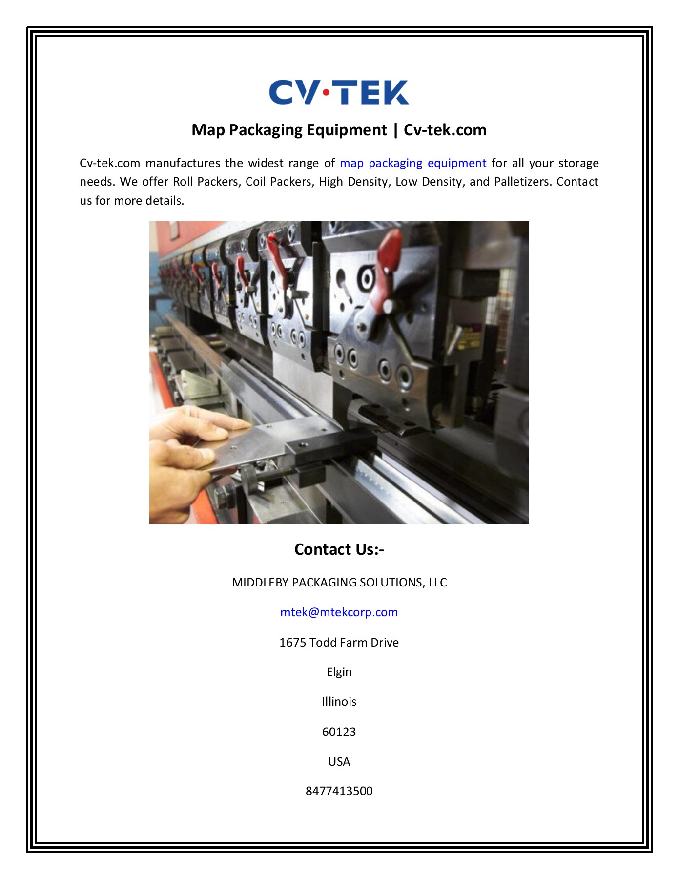 Map Packaging Equipment Cv-tek - Cv Tek - Page 1 - 2 | Flip PDF Online ...