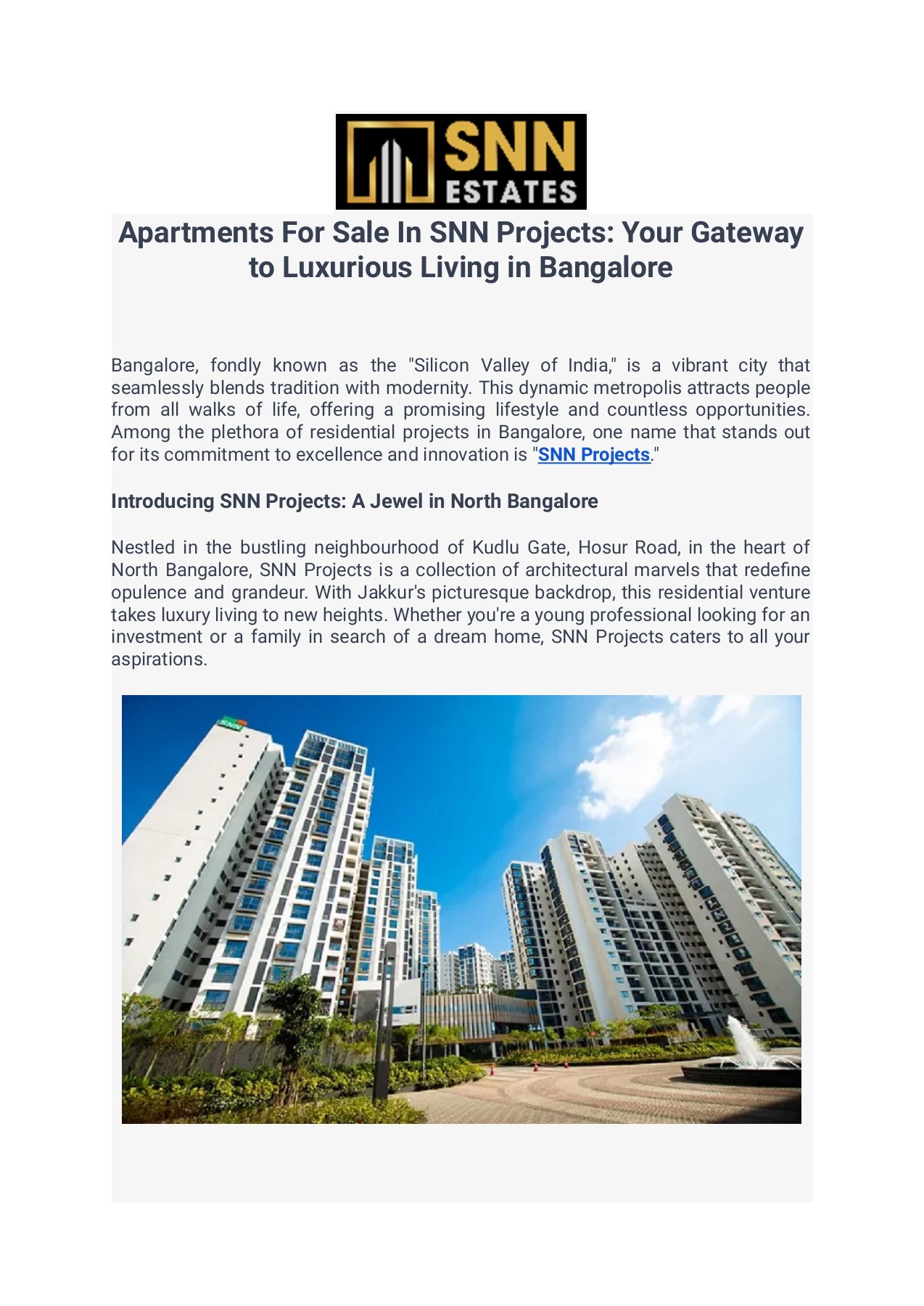 Apartments For Sale In SNN Projects: Your Gateway to Luxurious Living ...